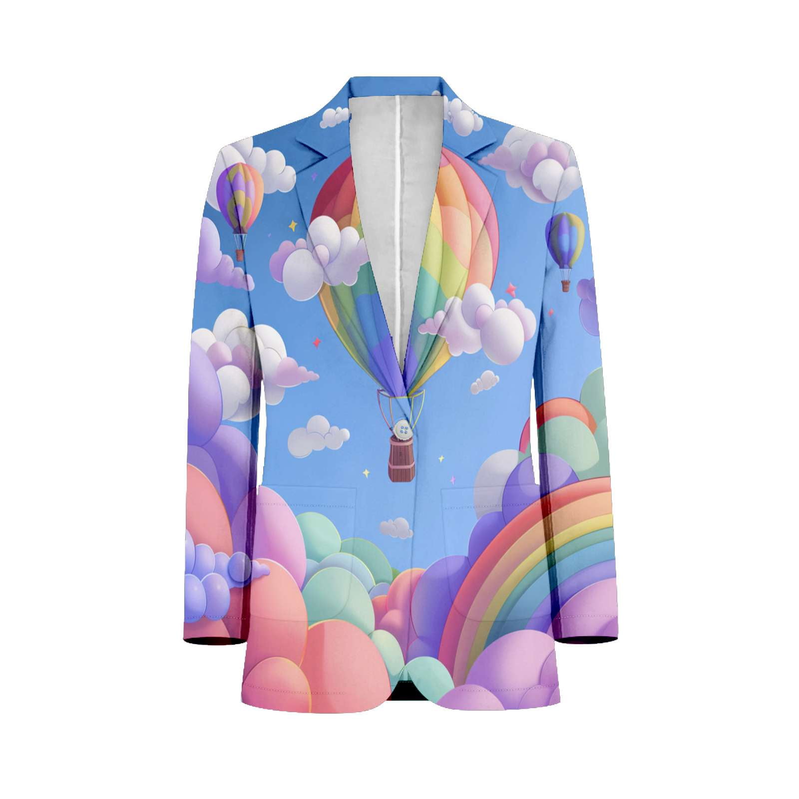 Cute Rainbow Hot Air Balloon Customized Men's Suits full man Shawl ...