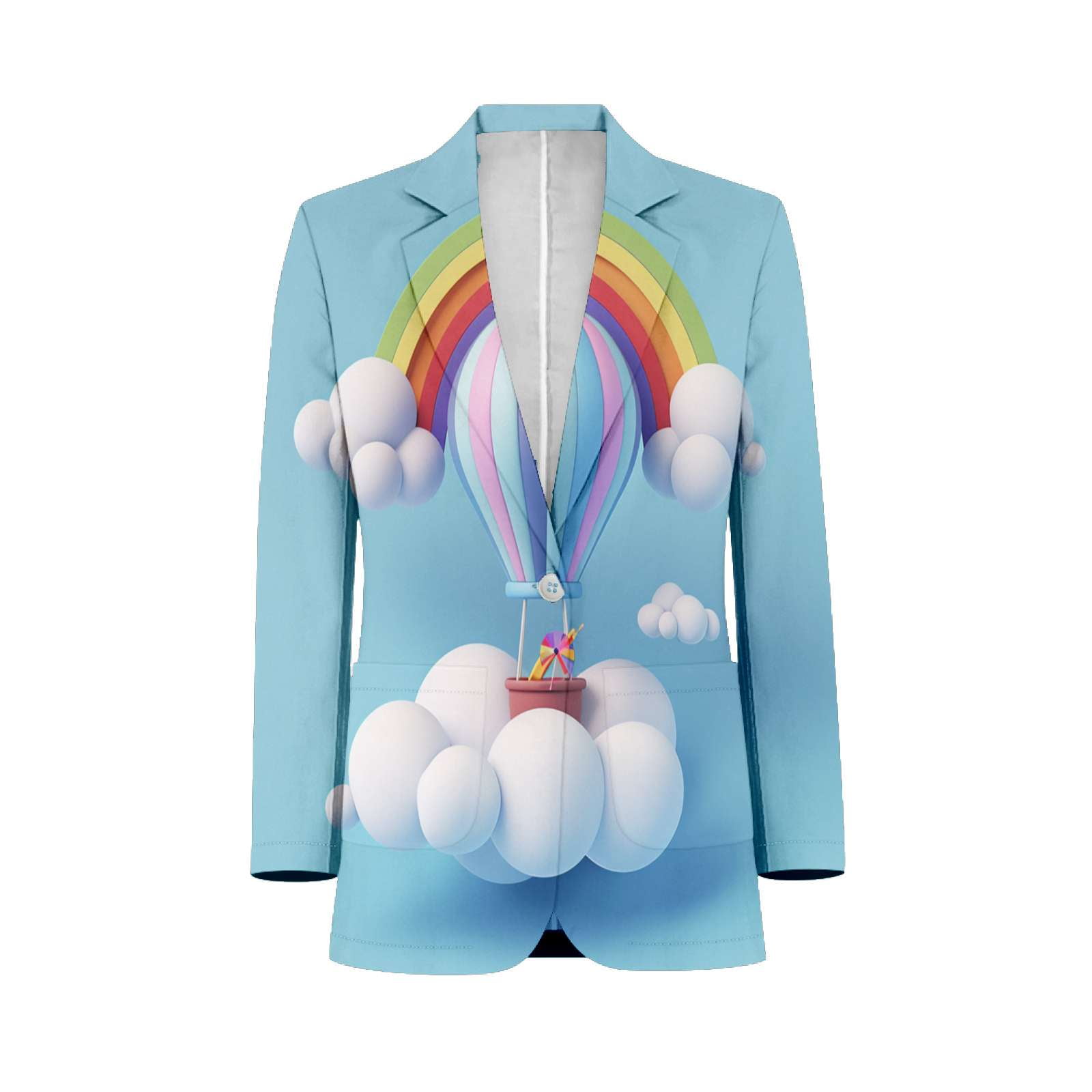 Cute Rainbow Hot Air Balloon Customized Men's Suits full man Shawl ...