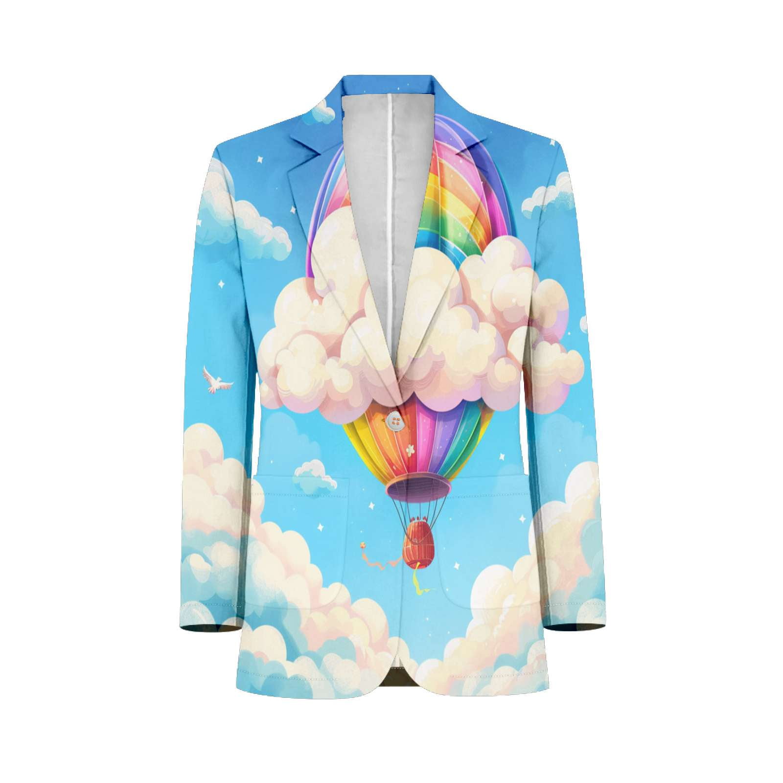 Cute Rainbow Hot Air Balloon Men Blazers Slim Clothing Summer Jacket ...