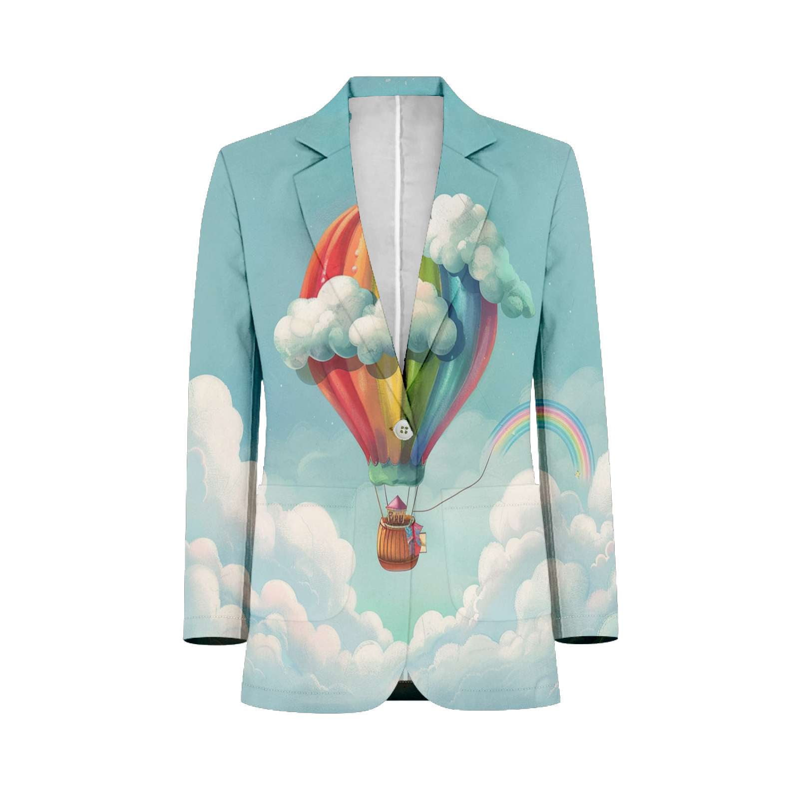 Cute Rainbow Hot Air Balloon Mens Suits Shawl Collar Slim Fit Suit Mens ...