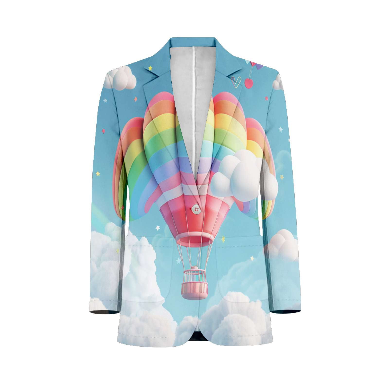 Cute Rainbow Hot Air Balloon Mens Suits Shawl Collar Slim Fit Suit Mens ...