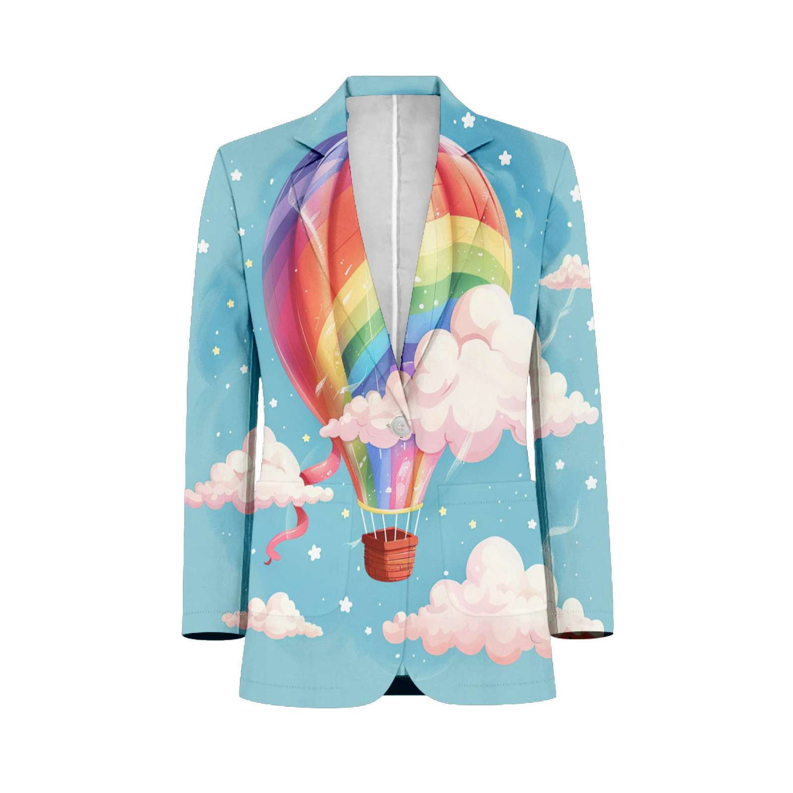 Cute Rainbow Hot Air Balloon Mens Suits Shawl Collar Slim Fit Suit Mens ...