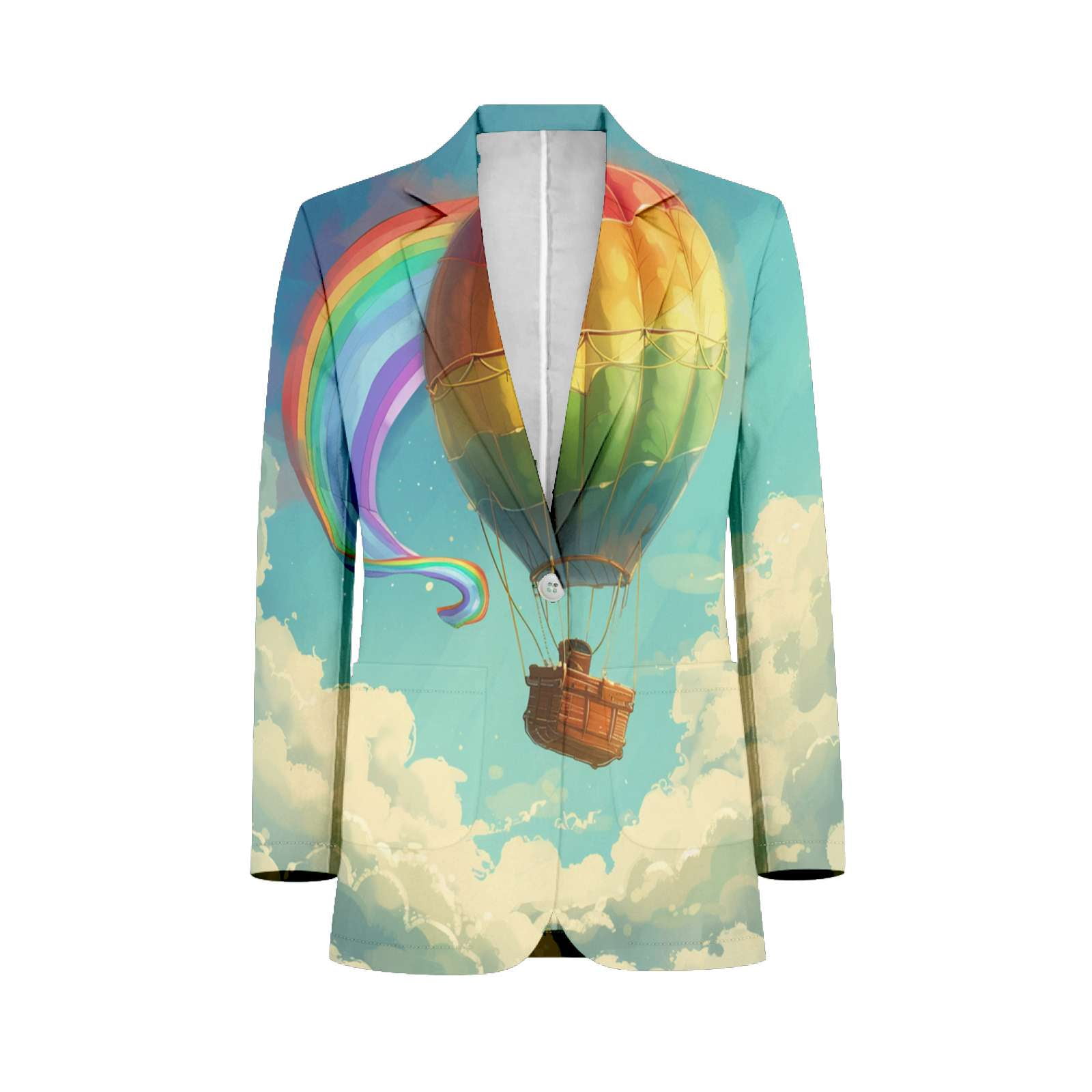 Cute Rainbow Hot Air Balloon Mens Suits Shawl Collar Slim Fit Suit Mens ...