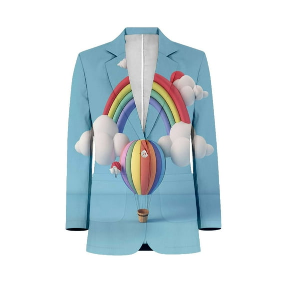 Cute Rainbow Hot Air Balloon Mens Suits Shawl Collar Slim Fit Suit Mens ...