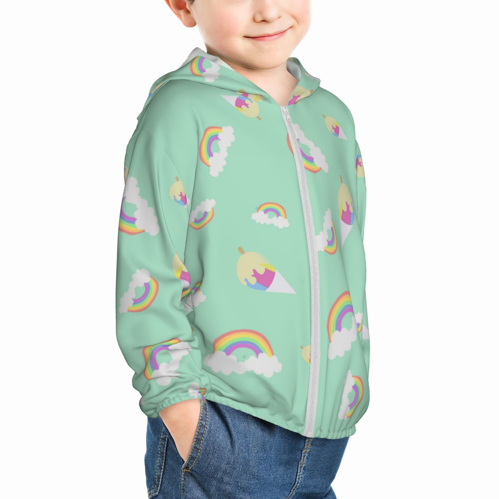 Cute Rainbow Kids Zip-Up Hoodie Girls Boys Sun Protection Jacket Hooded Cooling Shirt - Walmart.com