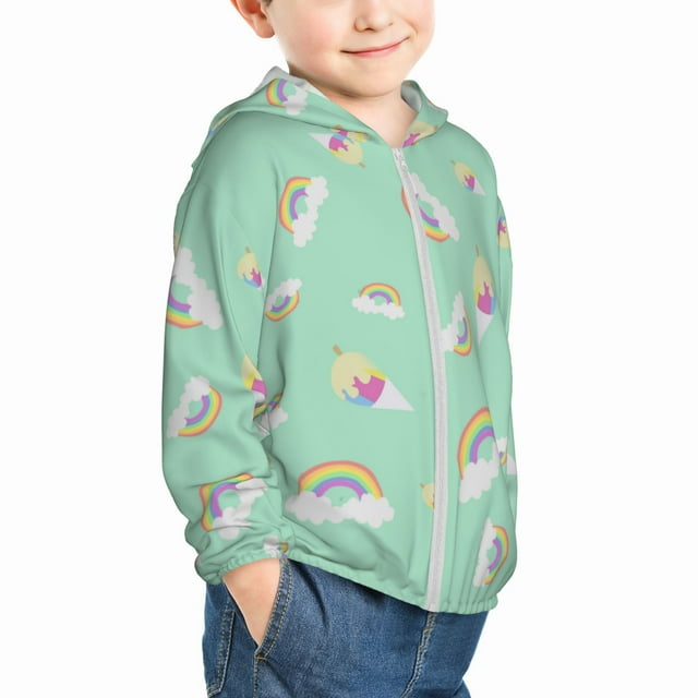 Cute Rainbow Kids Zip-Up Hoodie Girls Boys Sun Protection Jacket Hooded Cooling Shirt - Walmart.com