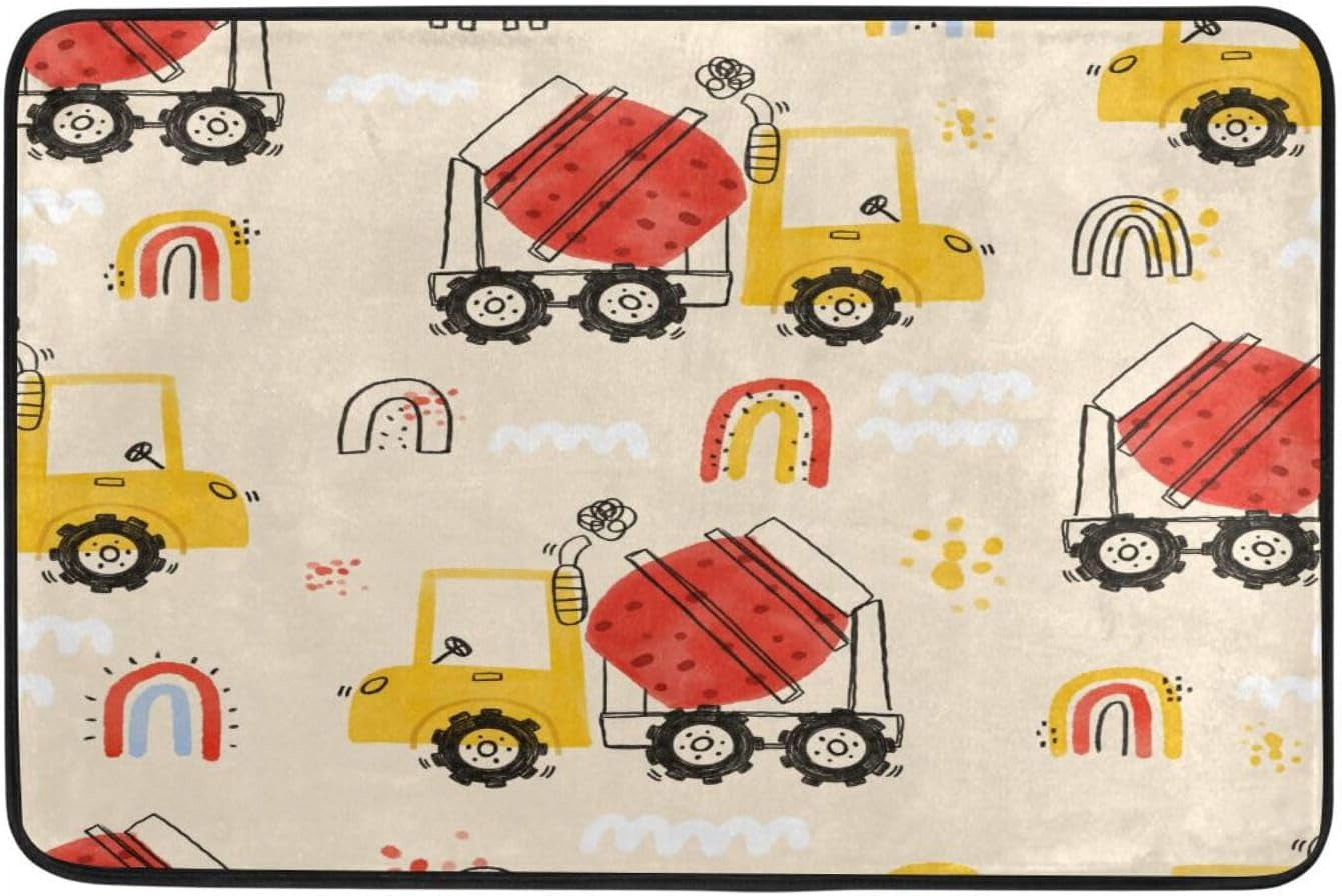 Cute Rainbow Loader Truck Doormats Bathroom Floor Mat Lightweight Non ...
