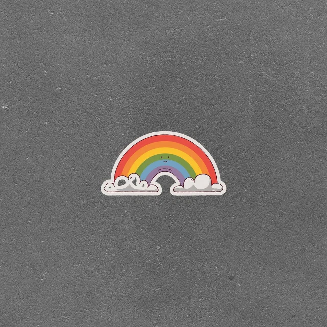 Cute Rainbow Sticker - Happy Smiling Clouds & Colorful Arched ...