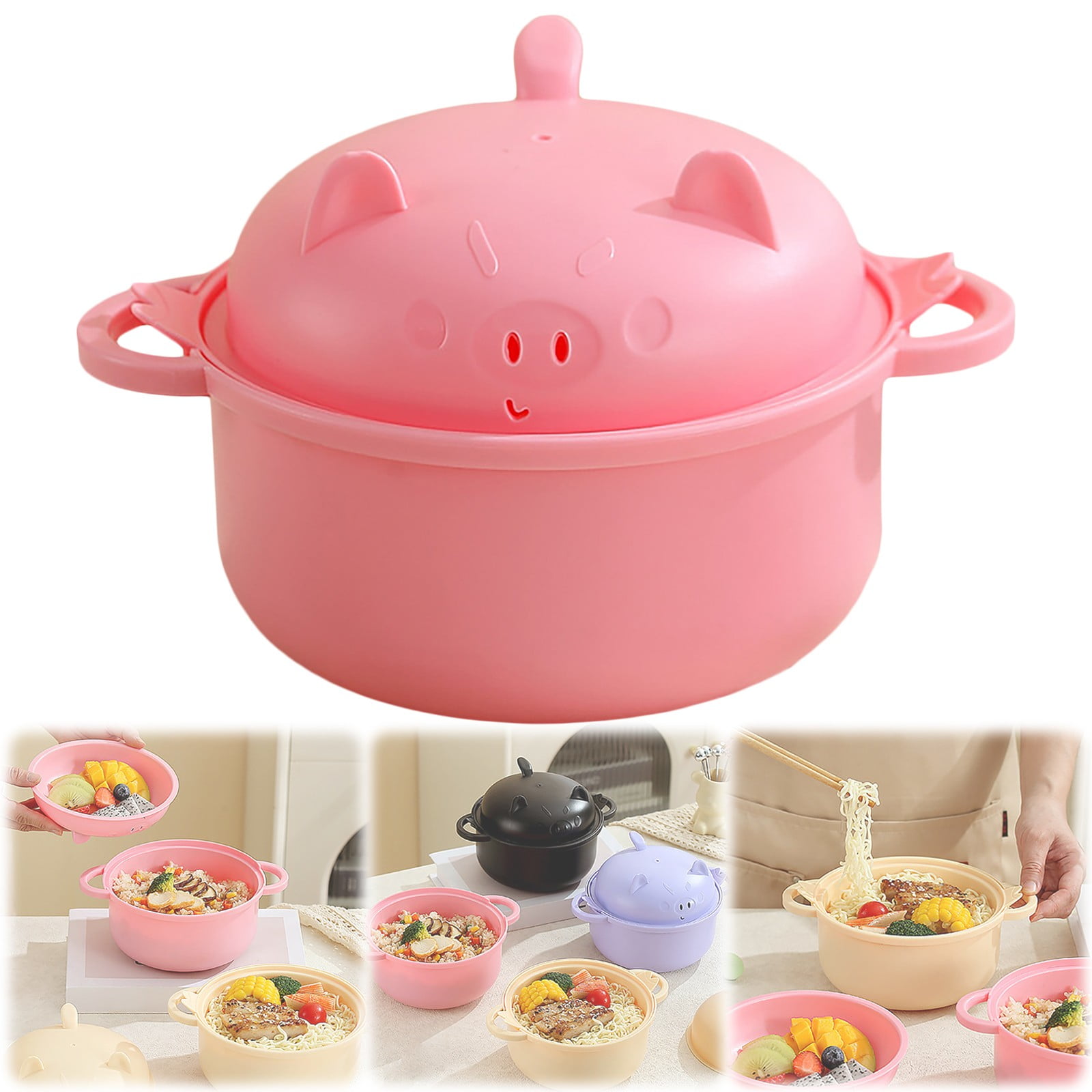 Cute Ramen Bowl Set Microwavable Pig Ramen Noodle Cooker, 2026 New Cute ...