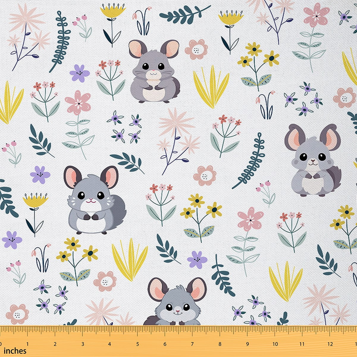 Cute Rat Fabric By the Yard,Cartoon Mouse Rodent Animal Decorative ...