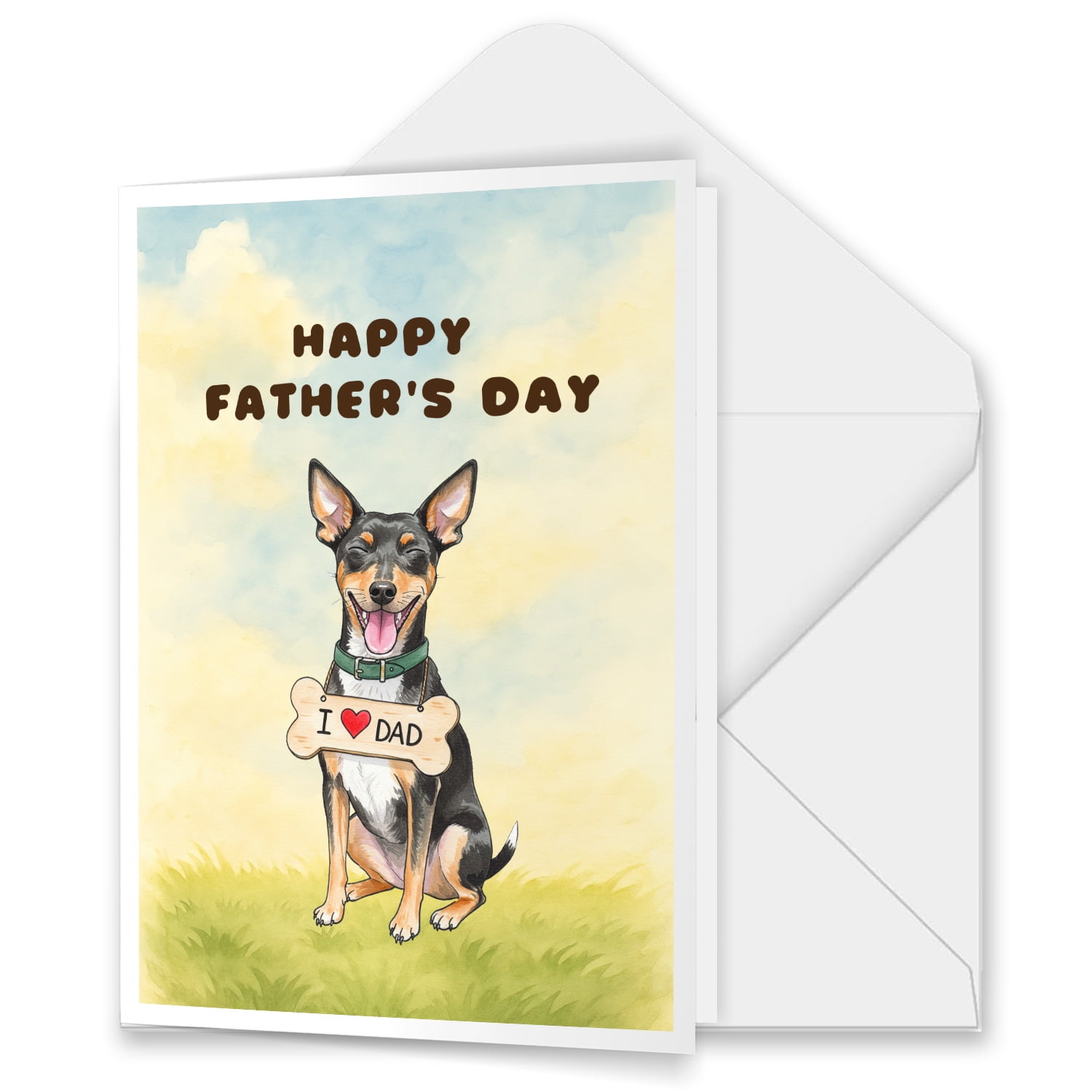 Cute Rat Terrier Loves Dad Happy Father's Day 5x7in Folded Greeting ...