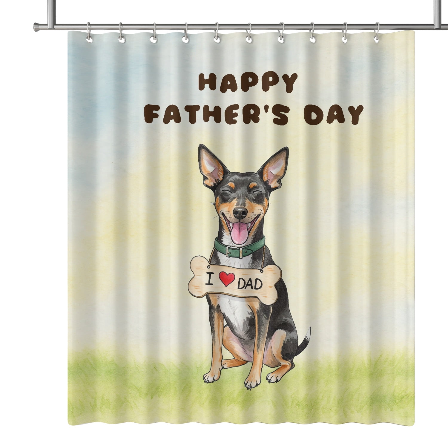 Cute Rat Terrier Loves Dad Happy Father's Day Shower Curtain Ratty Dog ...
