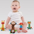 Cute Rattle Ring Bell Toys Plush Animal Hand Bells Toy Infant Early ...