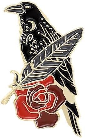Cute Raven Gothic Bird Enamel Pin with Metal Badge Clothing Accessory ...