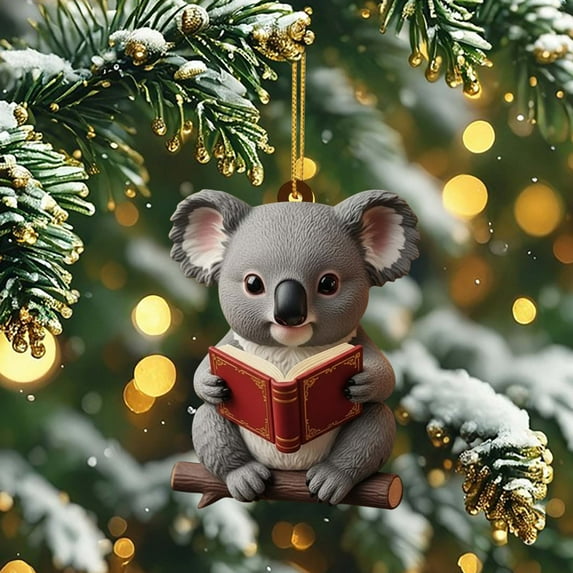 Cute Reading Animal Ornament, 3.1-Inch 2D Acrylic Flat Pendant for ...