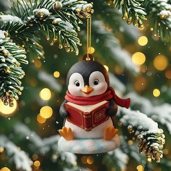 Cute Reading Animal Ornament, 3.1-Inch 2D Acrylic Flat Pendant for ...