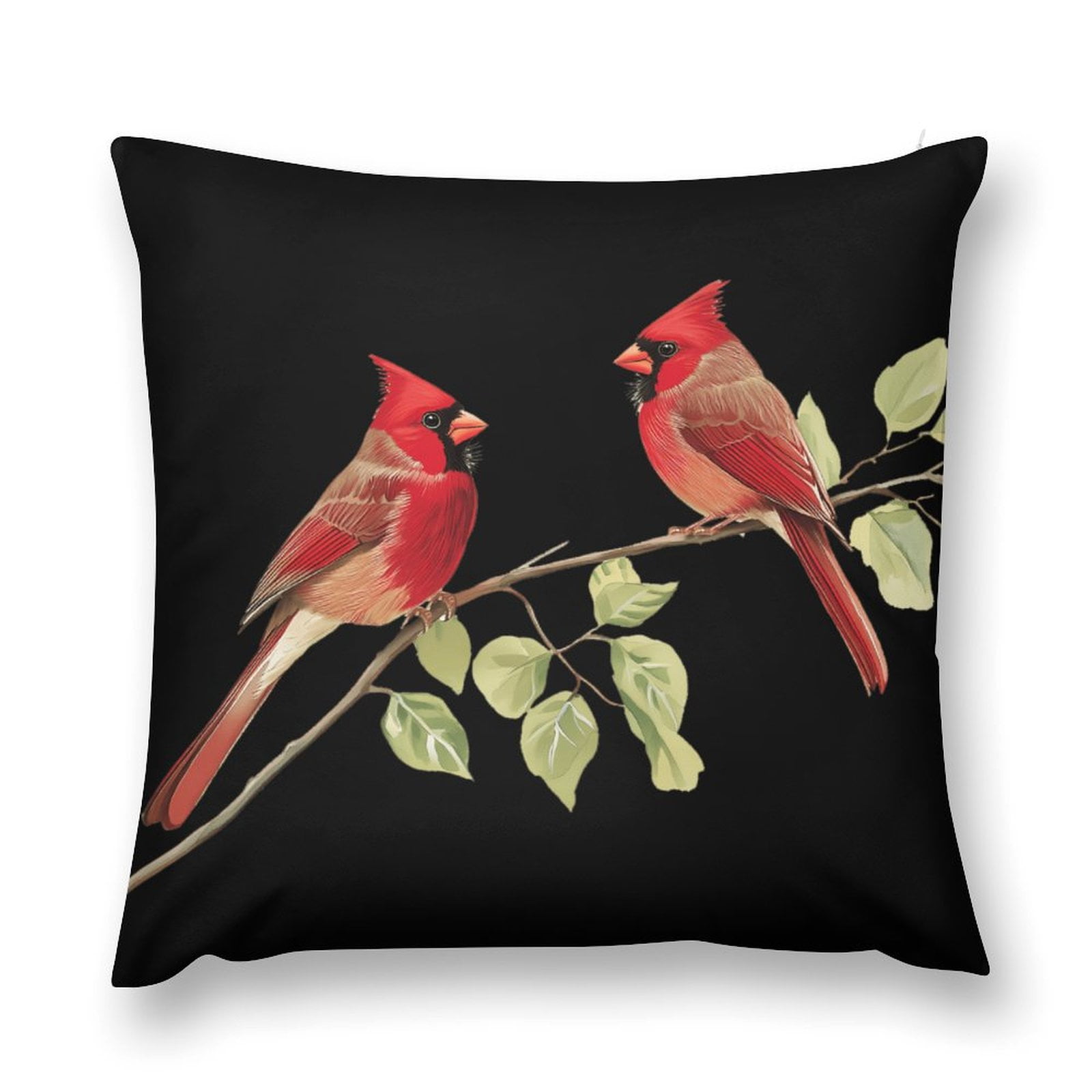 Cute Red Cardinal Couple on Branch Throw Pillow Cases Plush Pillow ...