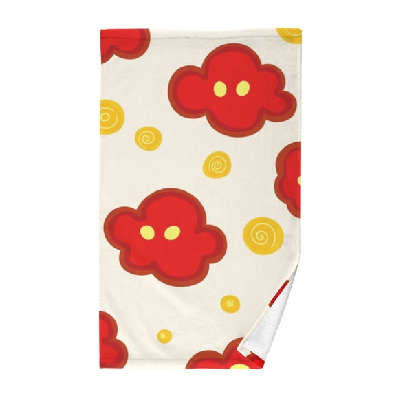 Cute Red Clouds Bath Towel 100% Cotton Soft Thick High Absorbency Hand ...