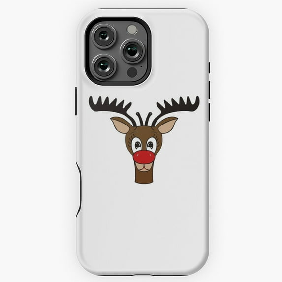 Cute Red Nosed Reindeer Cartoon Art Phone Case for iPhone 17 16 15 14 ...