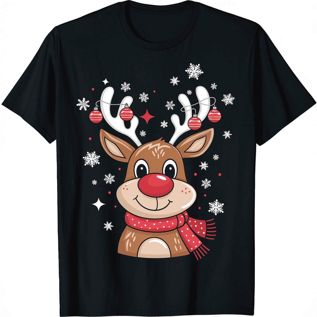 Cute Red Nosed Reindeer Rudolph Xmas Christmas T-Shirt - Walmart.com