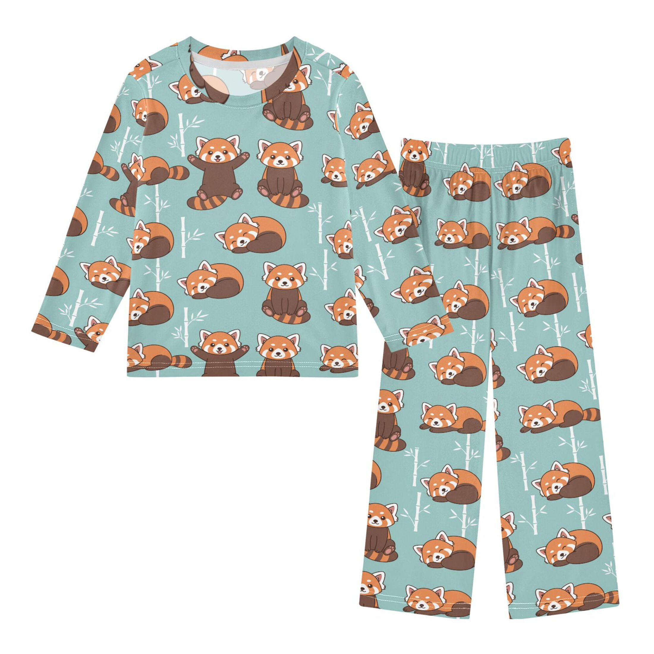 Cute Red Panda Cozy Soft Long Sleeves Top and Pants 2 Piece Cool Pjs ...