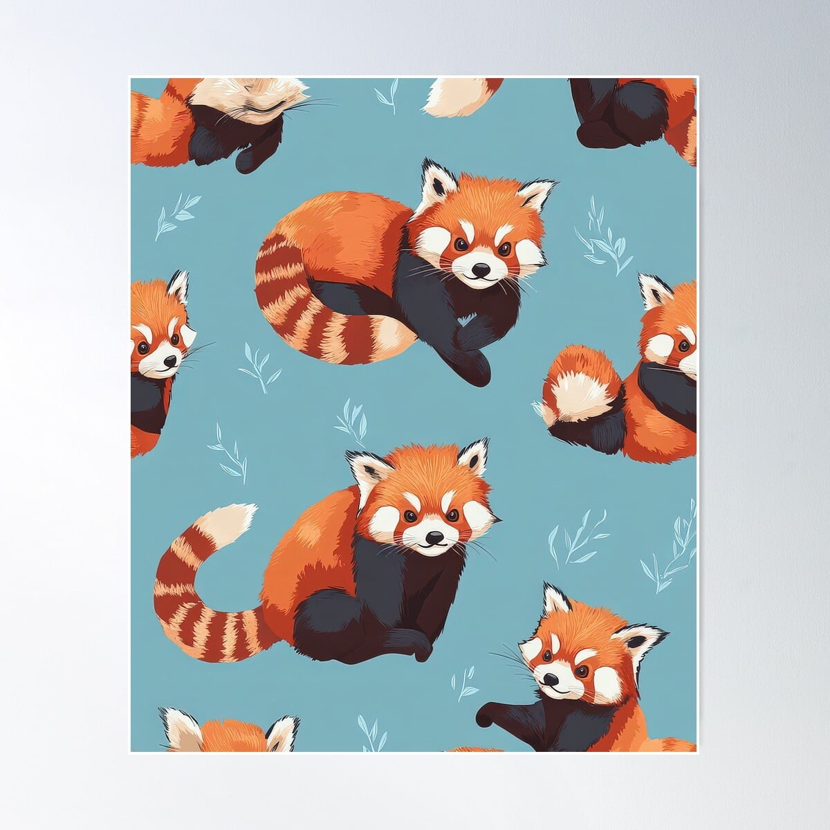 Cute Red Panda Design Poster Wall Art, Modern Wall Decor For Living ...
