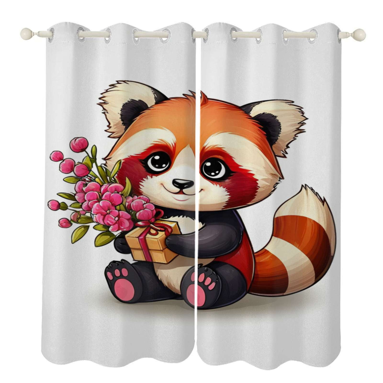 Cute Red Panda Gift Sunshade Curtains Home Bedroom Living Room Dining ...