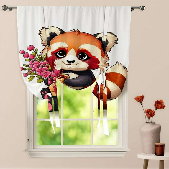 Cute Red Panda Gift Window Curtain for Living Room Roman Curtain ...