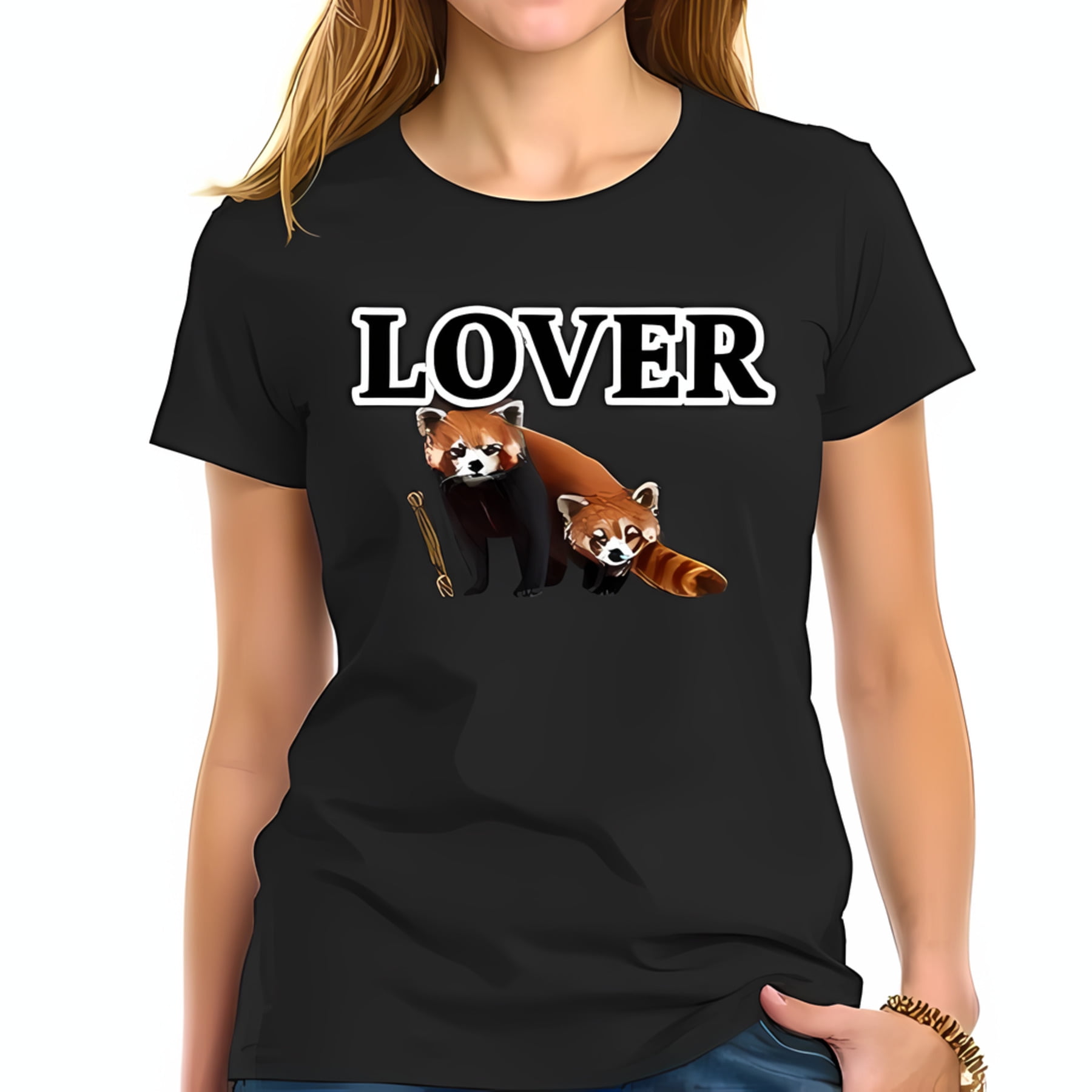 Cute Red Panda Lover Cotton Short Sleeve T-Shirt - Adorable Wildlife Graphic Tee for Animal ...