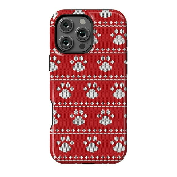 Cute Red Pet Paw Print Pattern iPhone Case 17 16 15 14 13 12 11 Pro Max ...