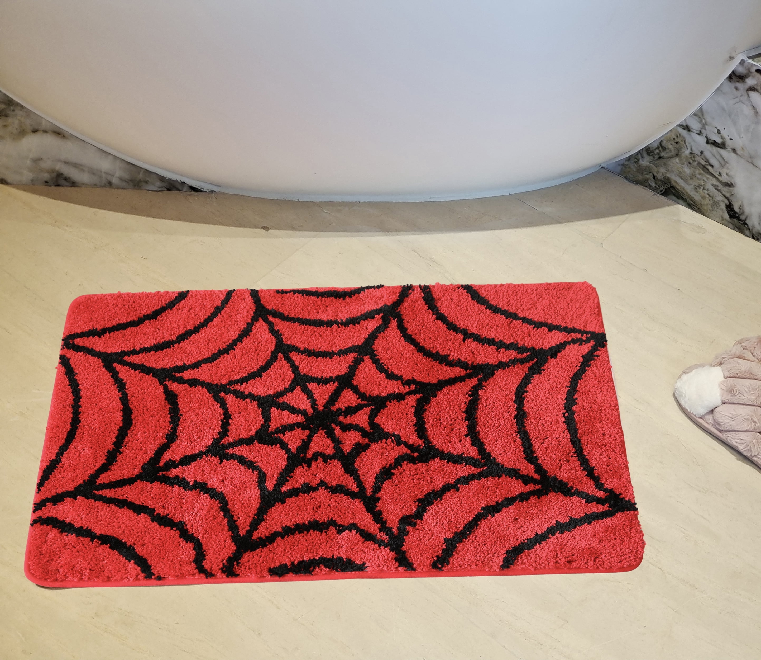 Cute Red Spider Web Bath Mat Red Bathroom Rugs Bathroom Accessories ...