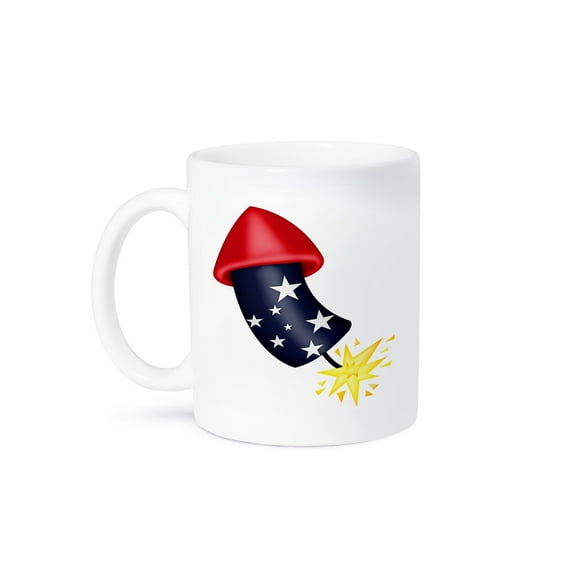 Cute Red, White, And Blue Lit Firecracker Graphic Design, 15oz Mug ...