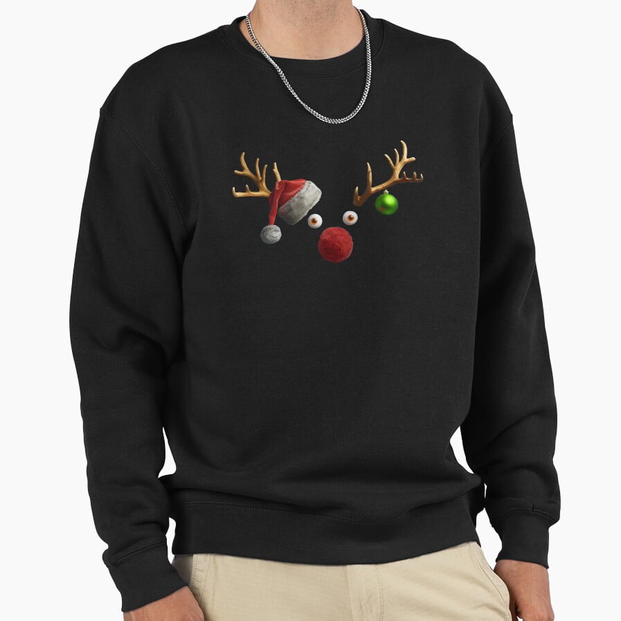 Cute Reindeer Face Design St. Nick Hat Graphic Unisex Sweatshirt ...