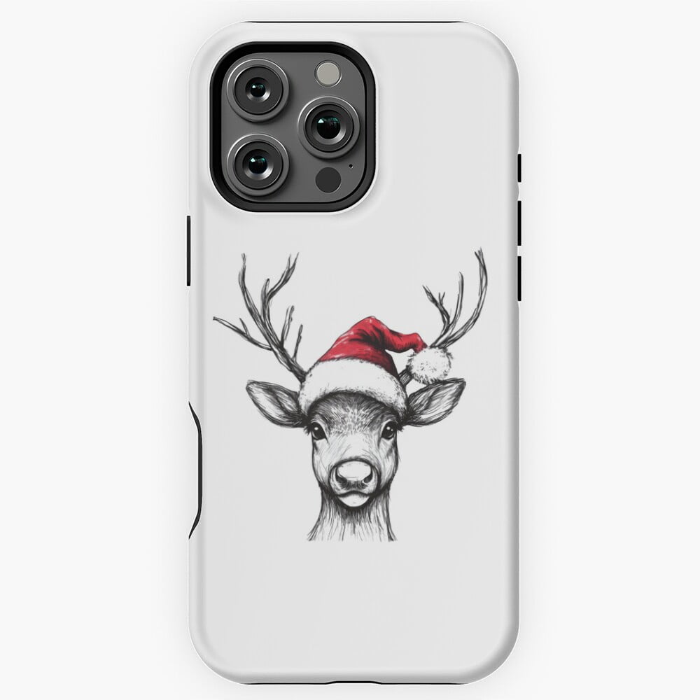 Cute Reindeer With St. Nick Hat Phone Case for iPhone 11 12 13 14 15 16 ...