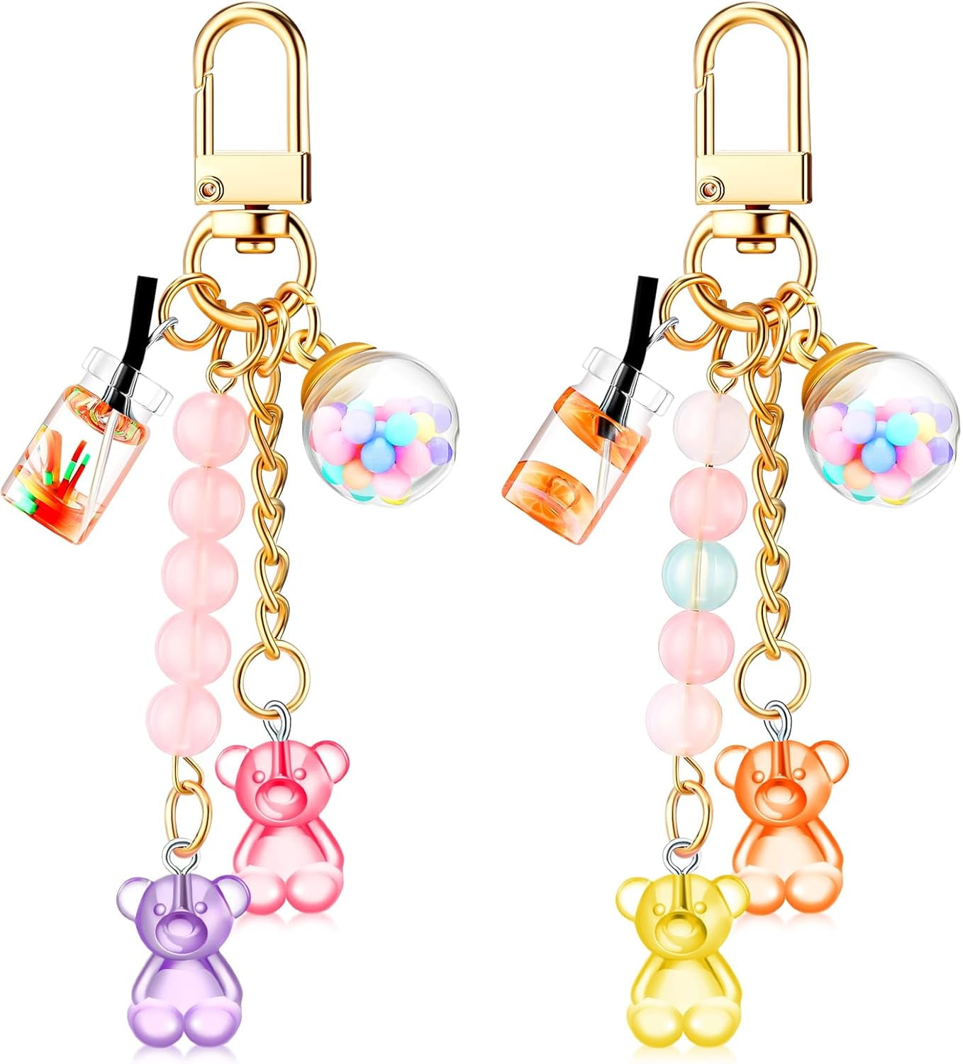 Cute Resin Bear Keychain Macaron Bear Keychains Candy Pendant Jewelry ...