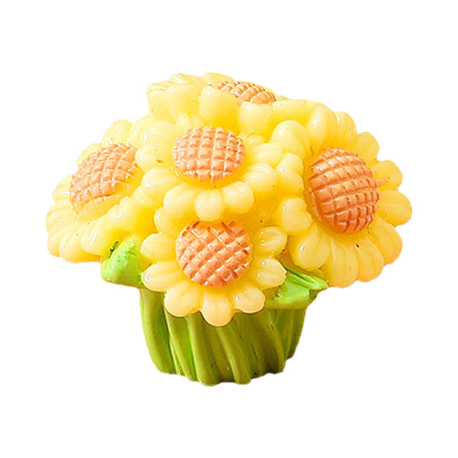 Cute Resin Flower Crafts Ornaments 1.5x1.5x1.9cm Small Artificial ...