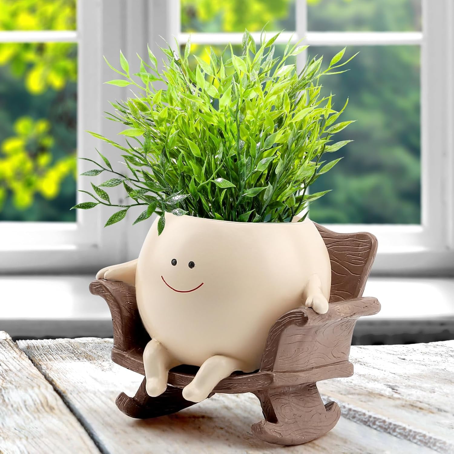 Cute Resin Flower Head Smile Planters, Smily Face Planter Pots for ...