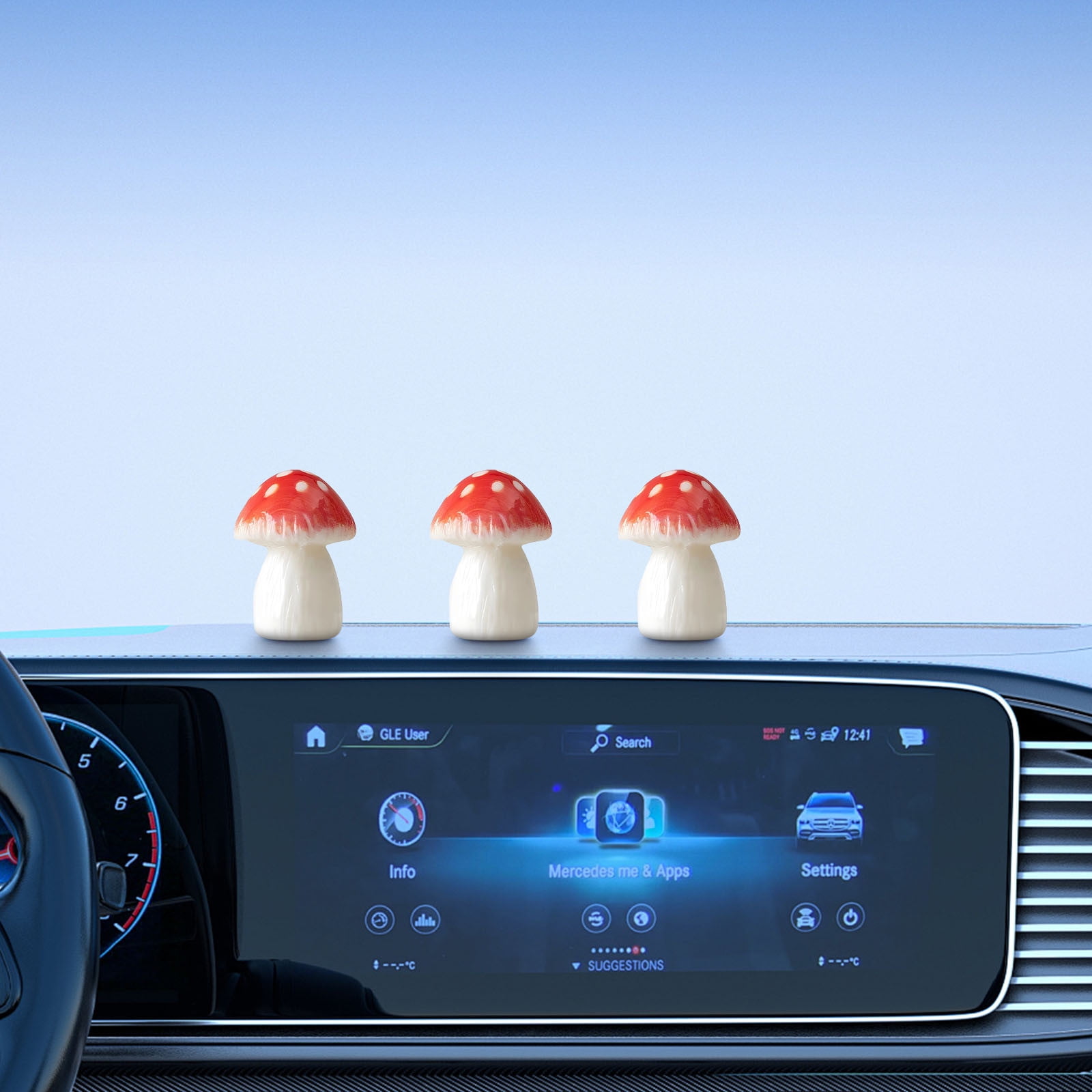 Cute Resin Mushroom Car Decor - Hand-Painted Dashboard Accessory ...