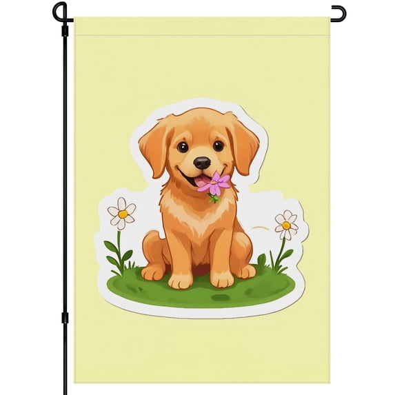 Cute Retriever Garden Flag for Outdoor Golden Retriever Sticker Design ...