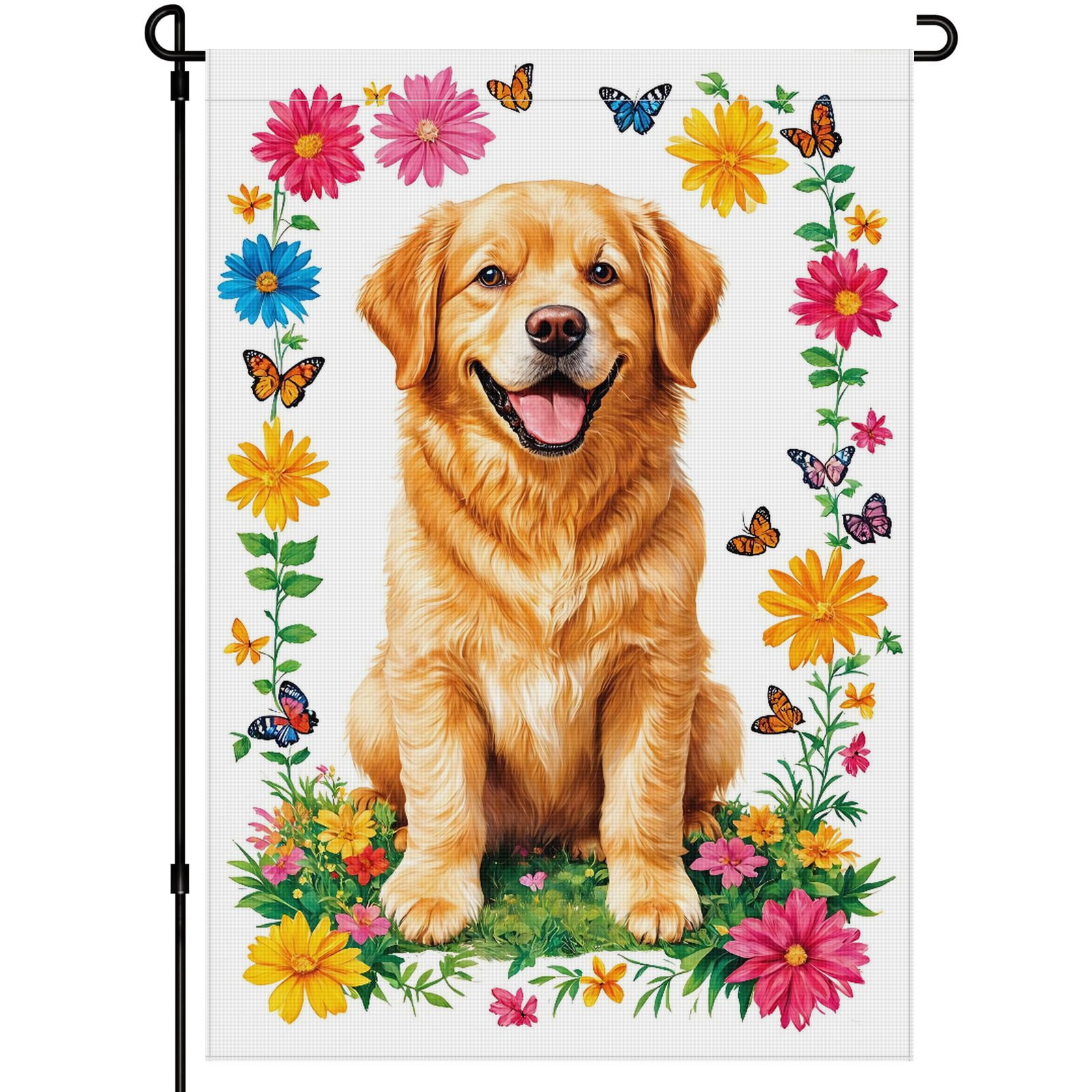 Cute Retriever Outdoor Garden Flag 28x40 Inch, Washable Colorful ...