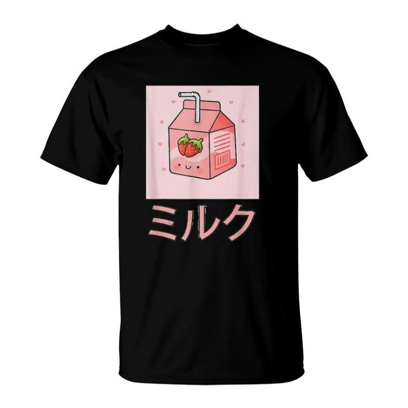 Cute Retro 90S Japanese Kawaii Strawberry Milk Shake Carton TShirt ...