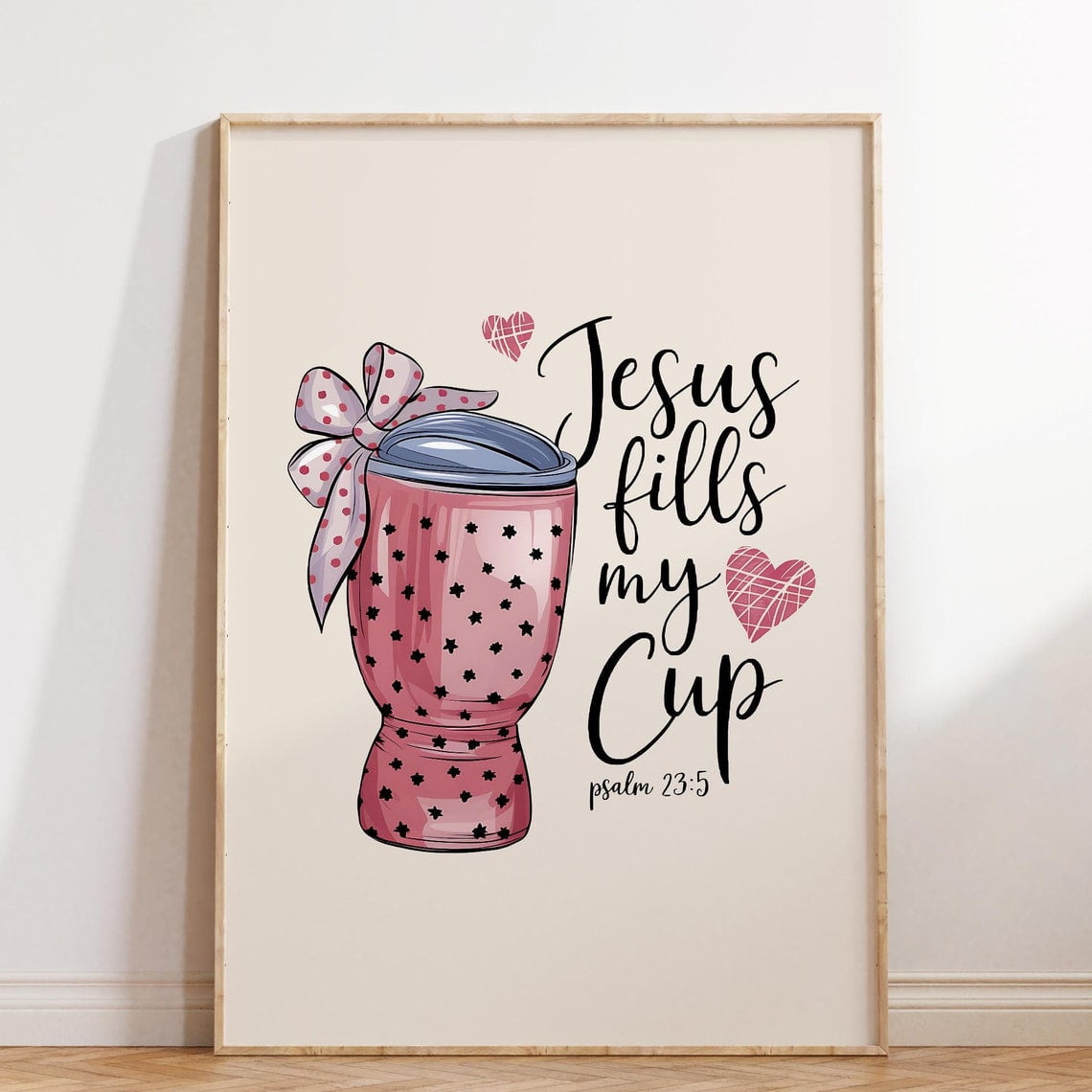 Cute Retro Christian Wall Art, Psalm Bible Verse, Jesus Print ...