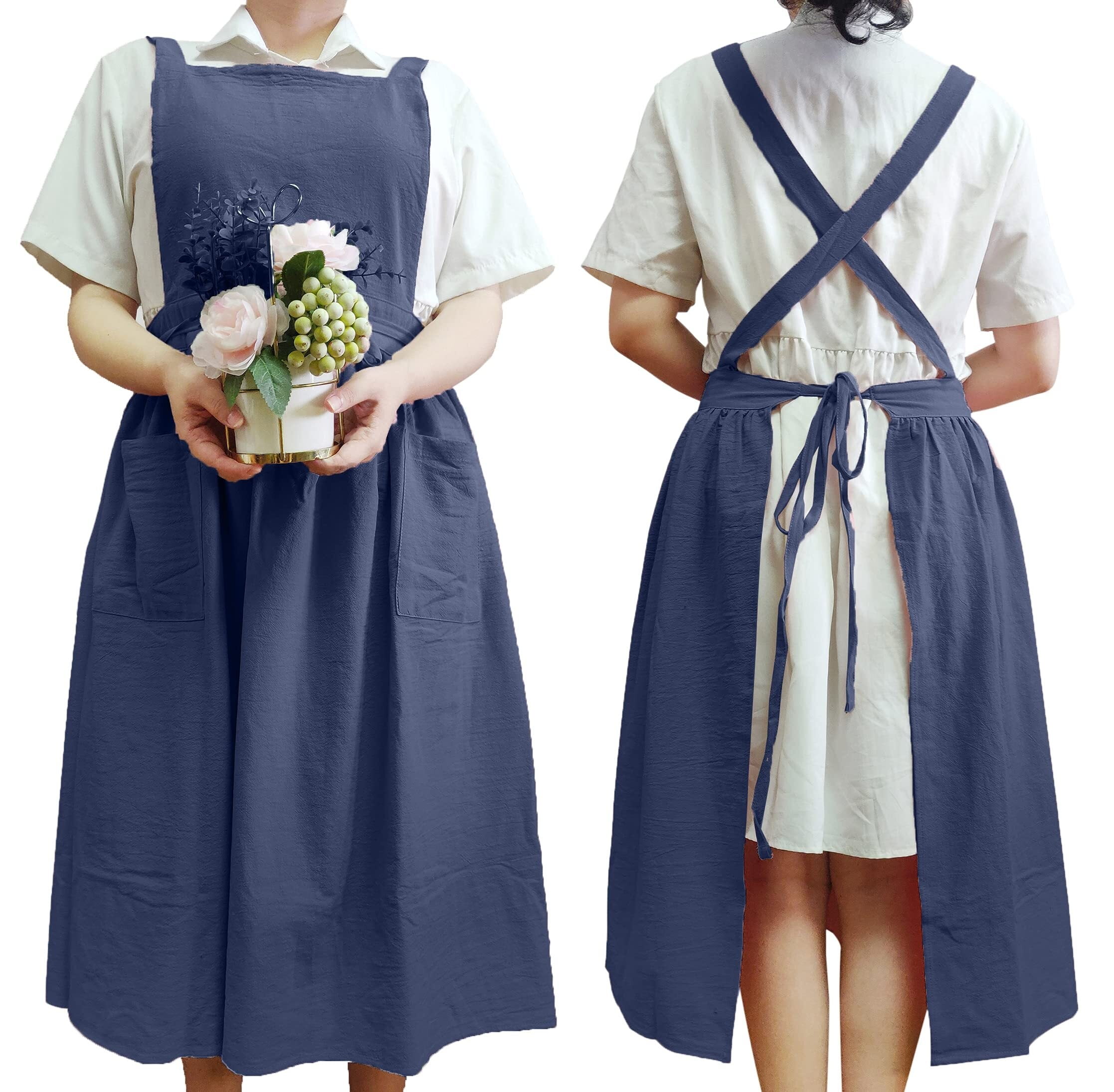 Cute Retro Cotton Linen X-Back Aprons Home Kitchen Garden Art Painting ...
