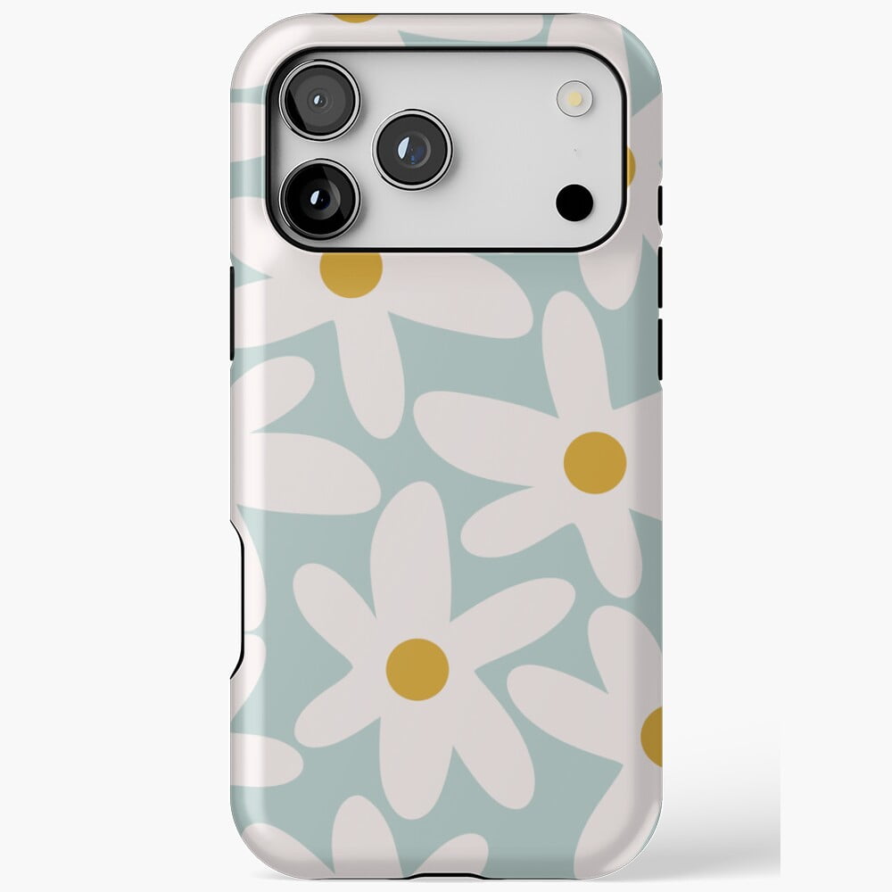 Cute Retro Floral Pastel Ice Blue iPhone Case 11 to 17 Pro Max ...