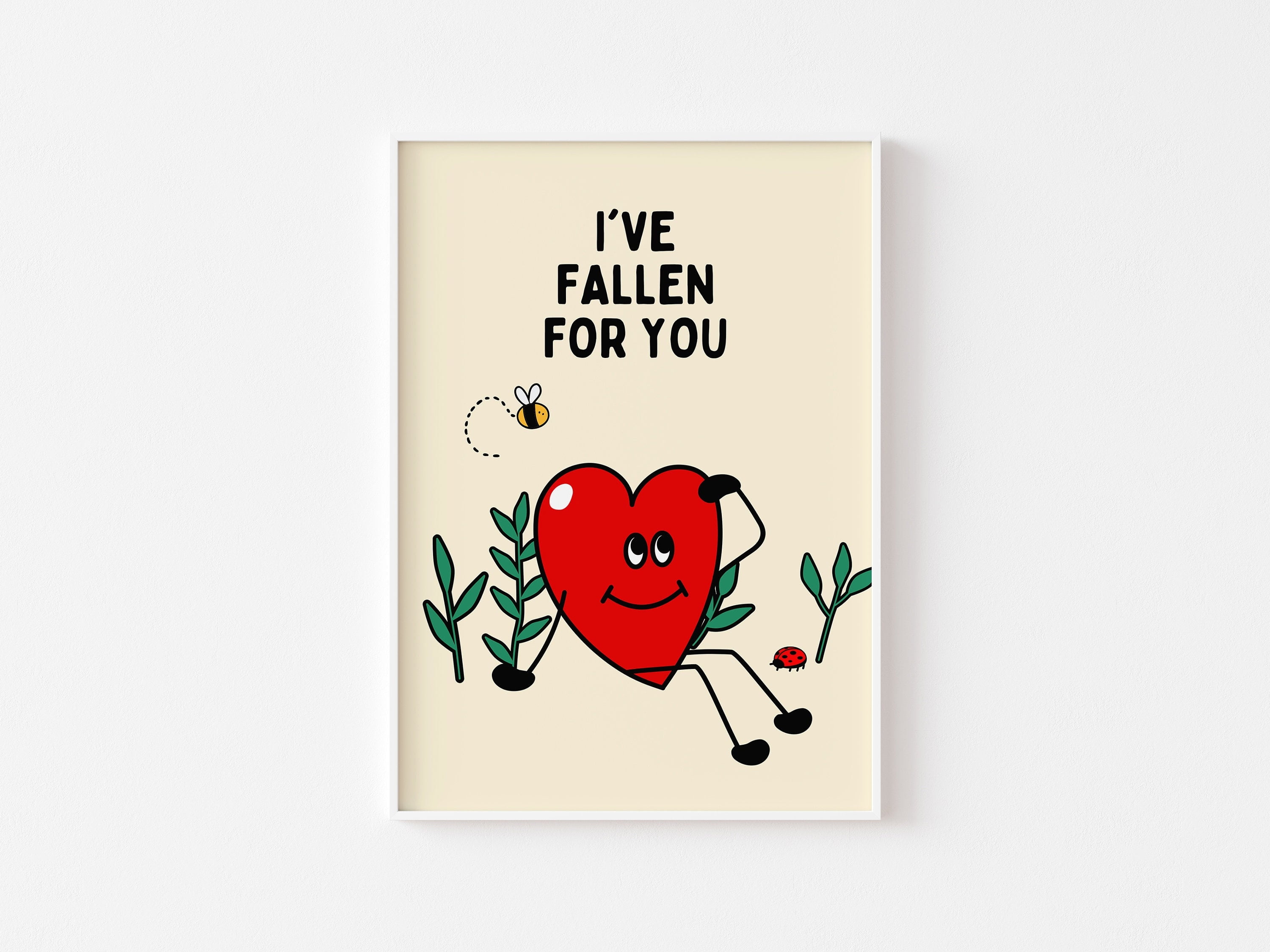 Cute Retro Love Heart Print - I've Fallen For You, Love Romance ...