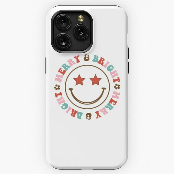 Cute Retro Merry And Bright Holiday Typography iPhone Case 17 11 12 13 ...