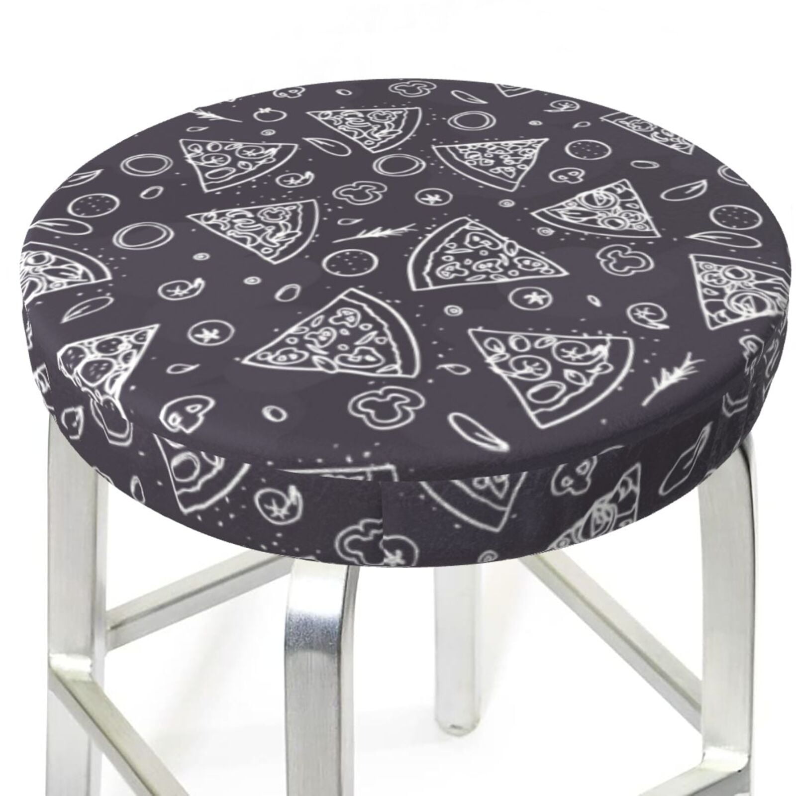 Cute Retro Pizza Bar Stool Covers - Stretch Round Seat Covers with ...