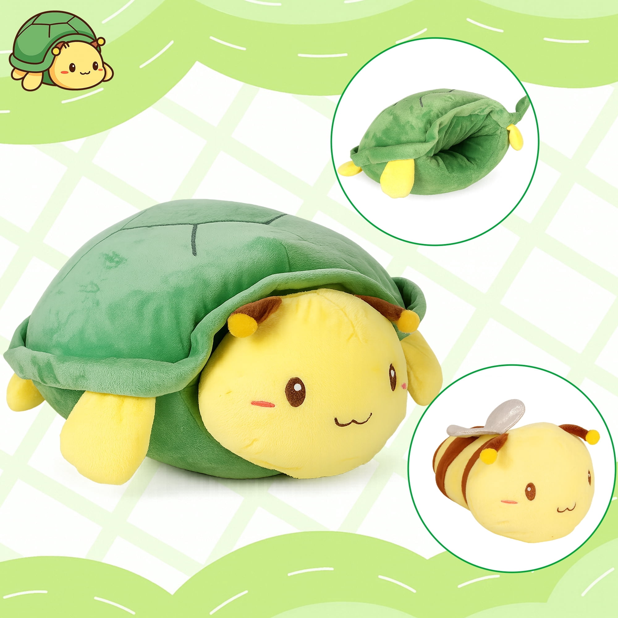 Cute Reversible Bee to Turtle Plush Pillow – Soft & Resilient Stuffed ...