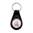Cute Rhinoceros Hearts Watercolor Metal Black Leather Keychain ...