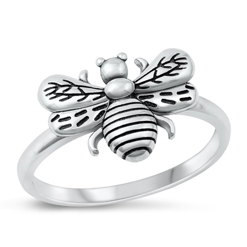 Cute Ring Oxidized .925 Sterling Silver Honey Bumble Bee Band Jewelry ...